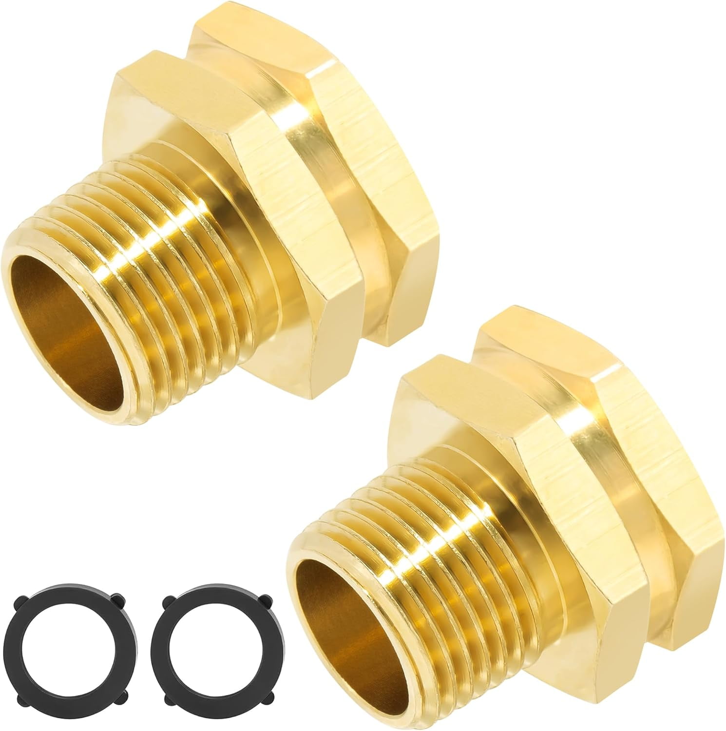 2 Pack Brass Garden Hose Adapter, 3/4” GHT Female x 1/2” NPT Male Connector, GHT to NPT Adapter ...