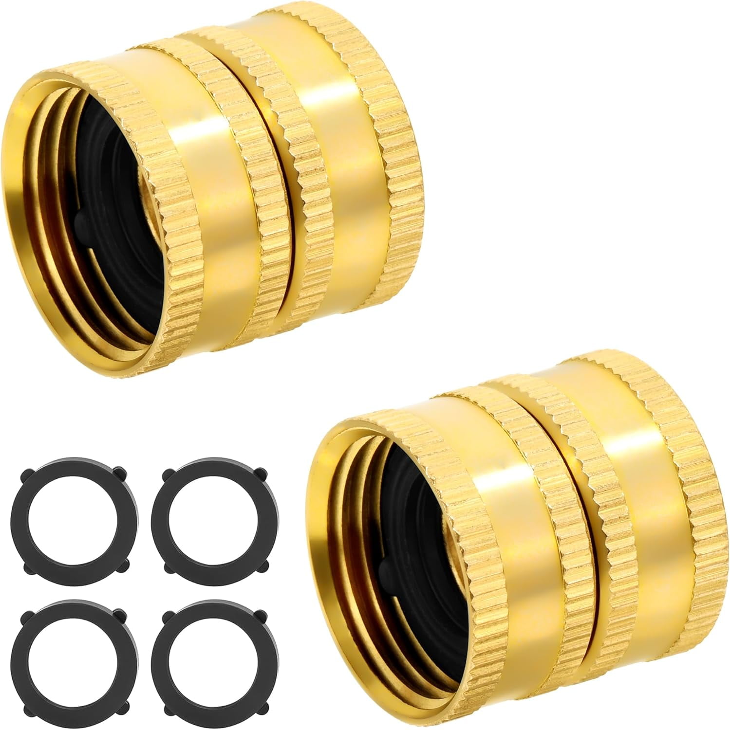 2 Pack Brass Garden Hose Adapter, Female to Female Hose Adapter ...