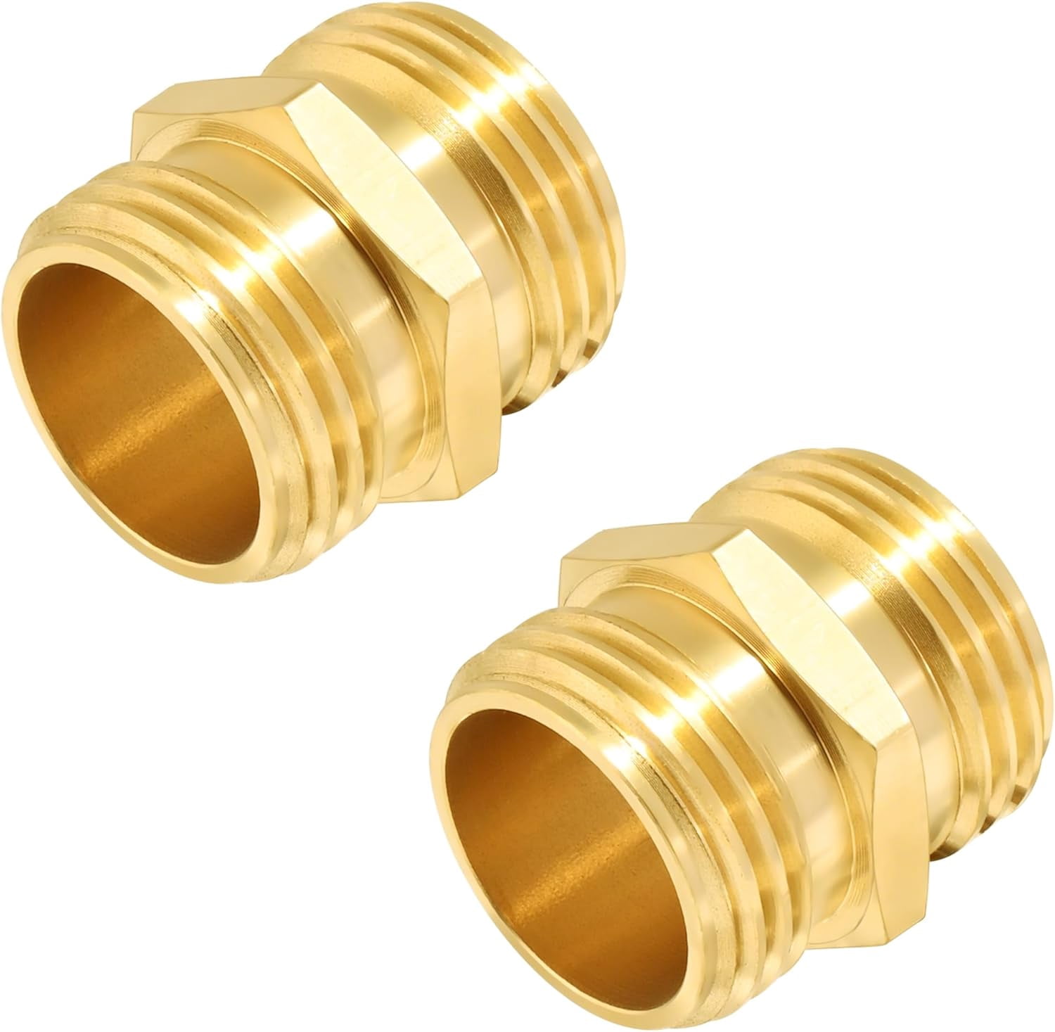 2 Pack Brass Garden Hose Adapter, Male to Male Hose Connector Adapter ...