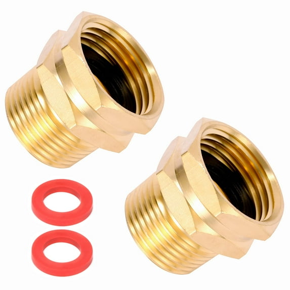 2 Pack Brass Garden JKF25 Hose Adapter, 3/4" GHT Female x 3/4" NPT Male Connector,GHT to NPT ...