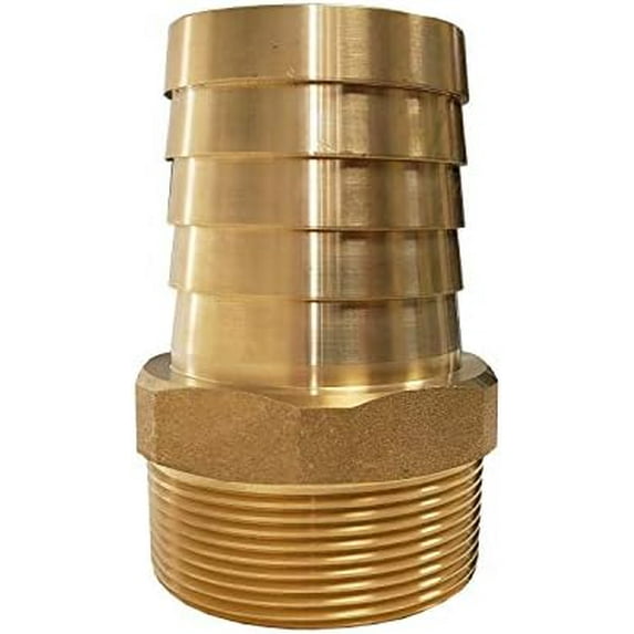 2 Pack Brass Hose Barb Fitting, 2 Inch ID x 2 Inch Male NPT, Straight ...