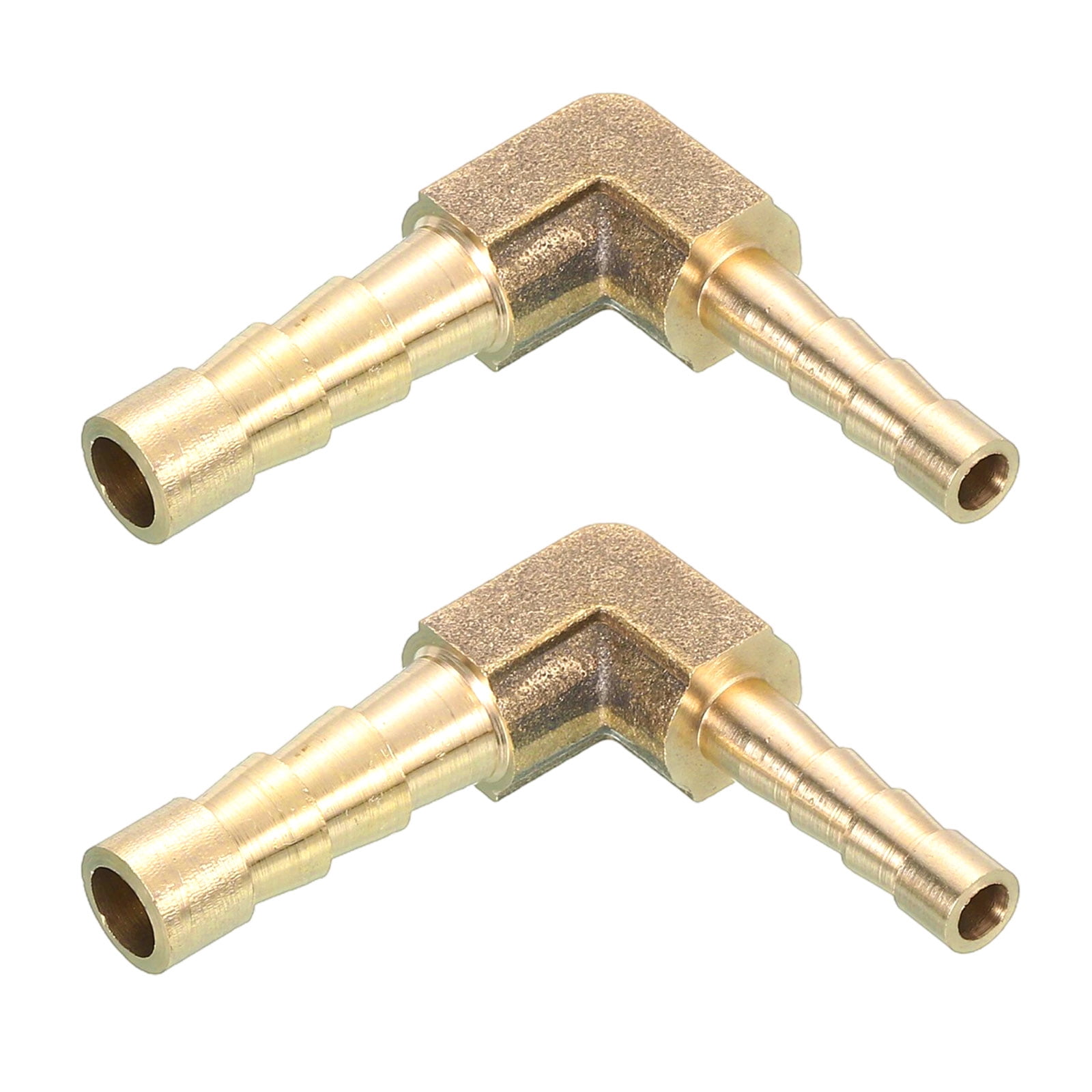 2 Pack Brass Hose Barb Fitting L Right Angle Elbow Connector Coupler, 1 ...