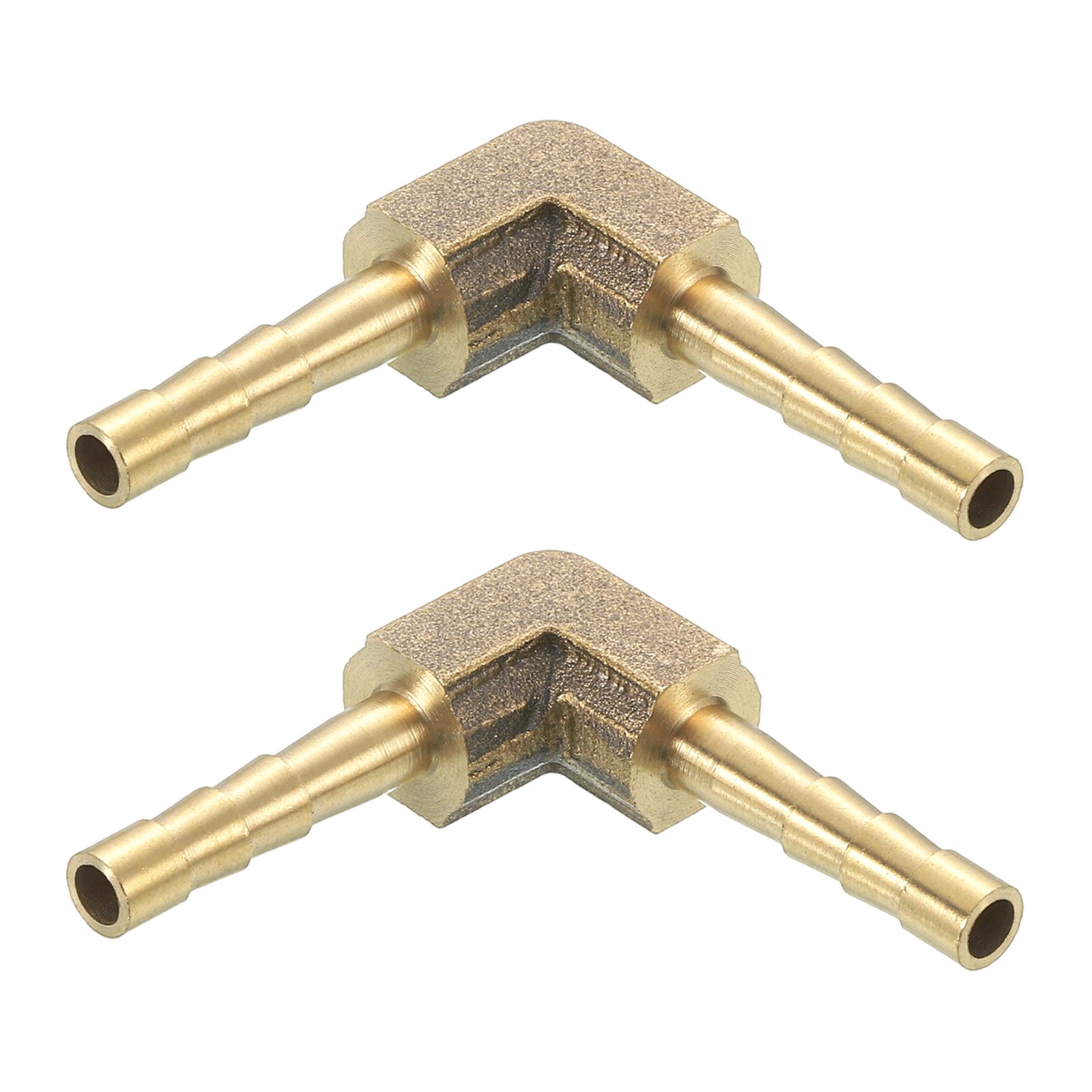 2 Pack Brass Hose Barb Fitting L Right Angle Elbow Connector Coupler, 3 ...