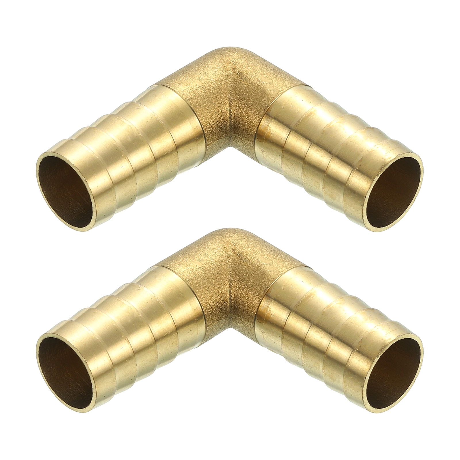 2 Pack Brass Hose Barb Fitting L Right Angle Elbow Connector Coupler, 3 ...