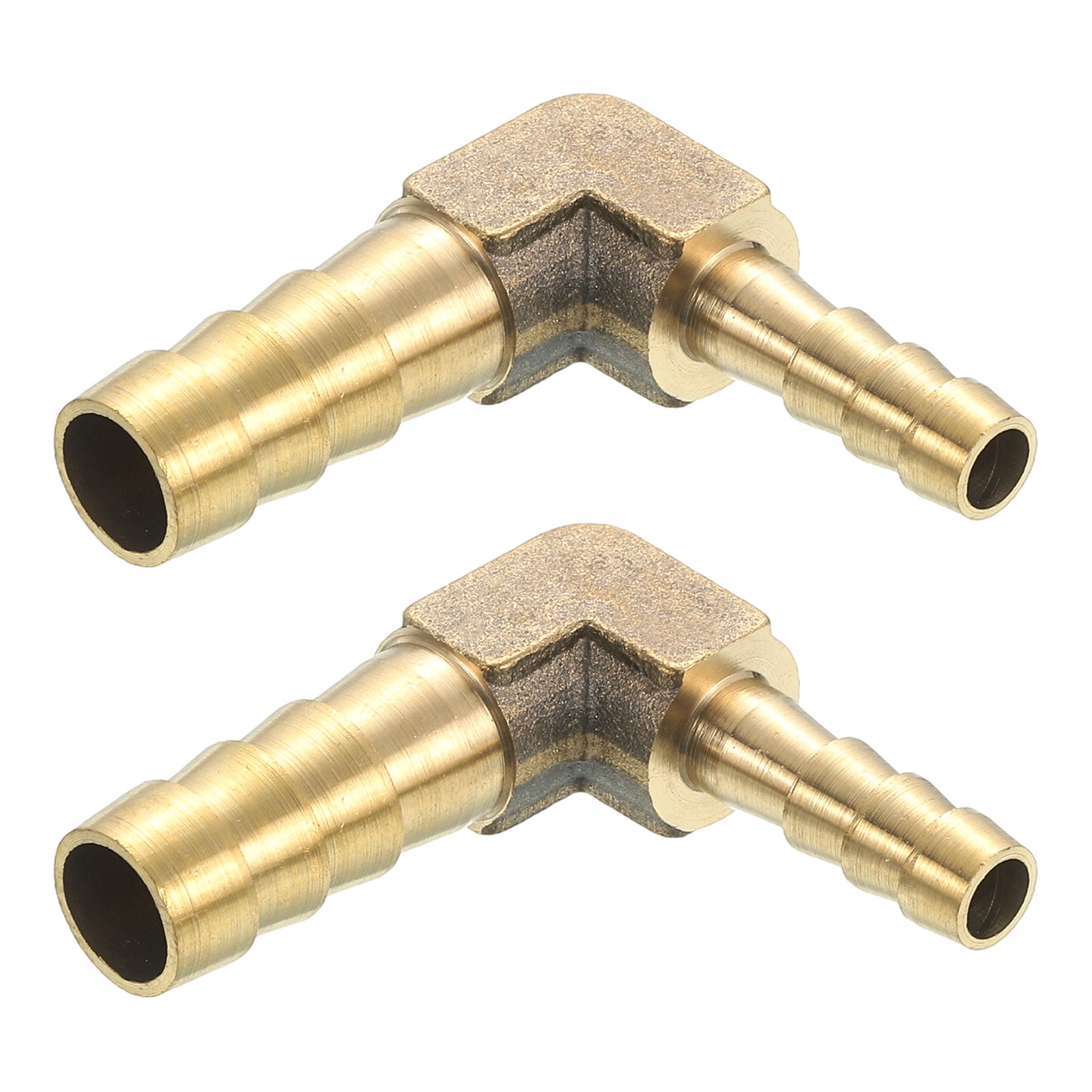 2 Pack Brass Hose Barb Fitting L Right Angle Elbow Connector Coupler, 3/8"x1/4" ID Brass Fitting ...
