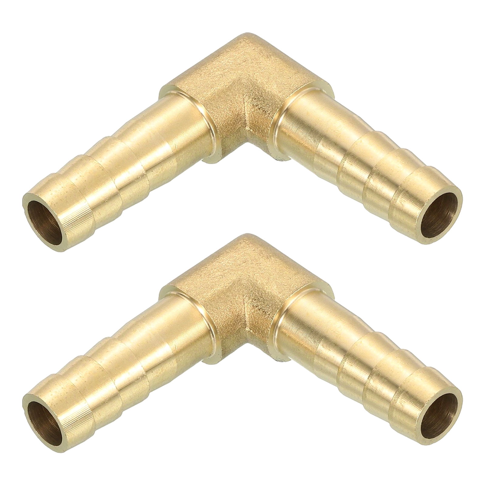 2 Pack Brass Hose Barb Fitting L Right Angle Elbow Connector Coupler, 5 ...
