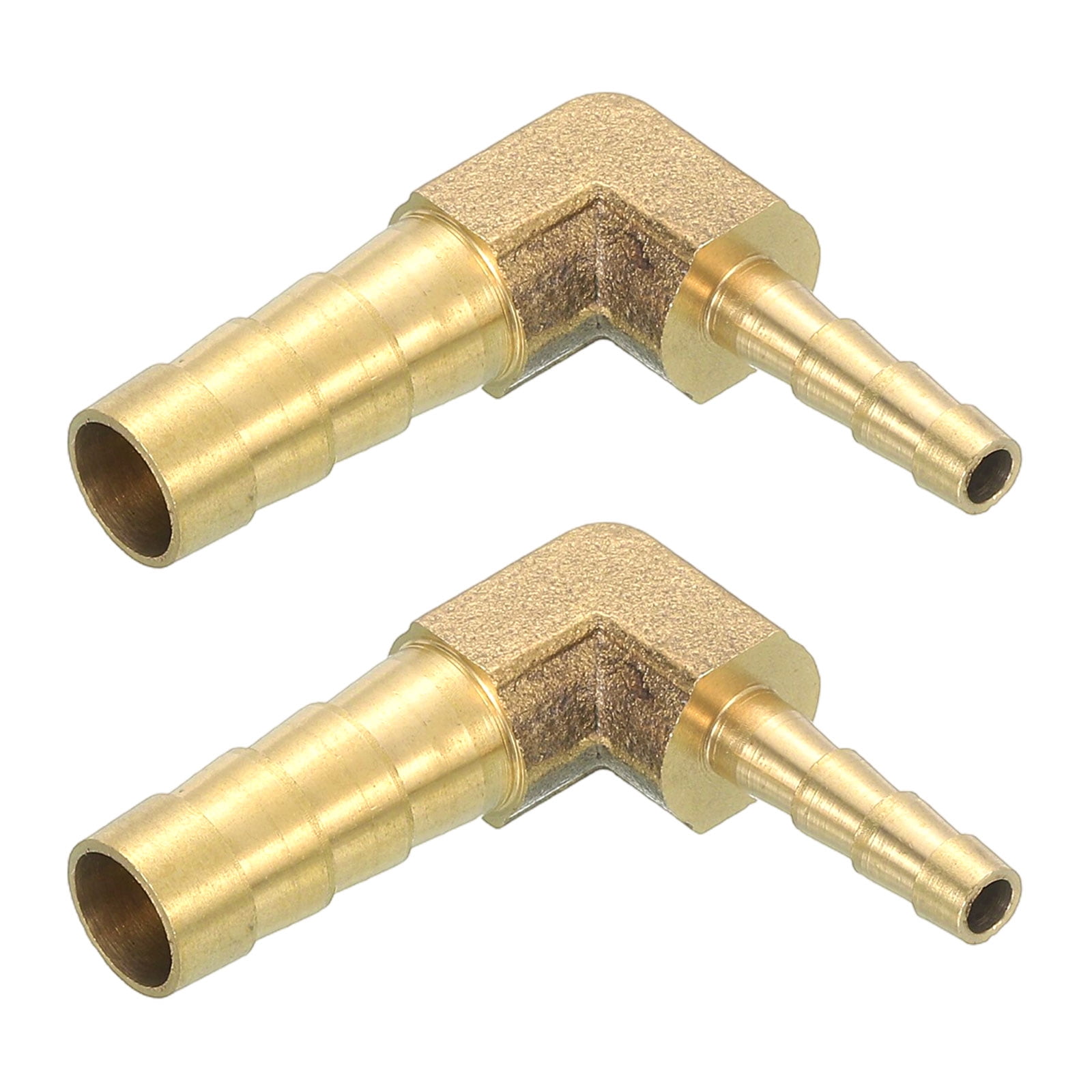 2 Pack Brass Hose Barb Fitting L Right Angle Elbow Connector Coupler, 5 ...