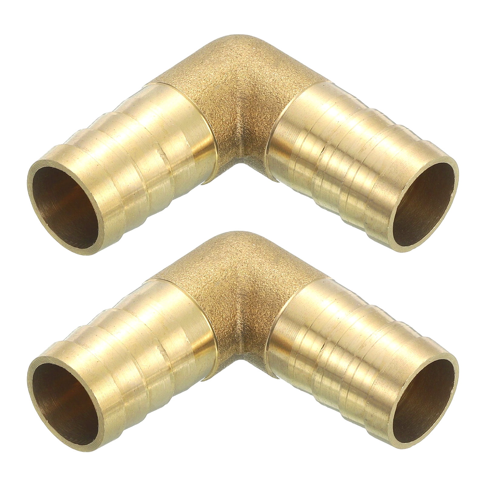 2 Pack Brass Hose Barb Fitting L Right Angle Elbow Connector Coupler, 5 ...