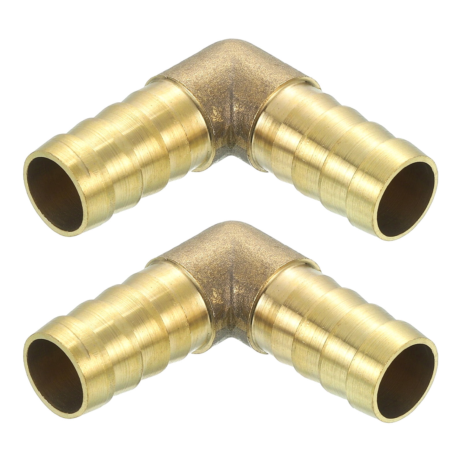 2 Pack Brass Hose Barb Fitting L Right Angle Elbow Connector Coupler, 9/16" ID Brass Fitting Air ...