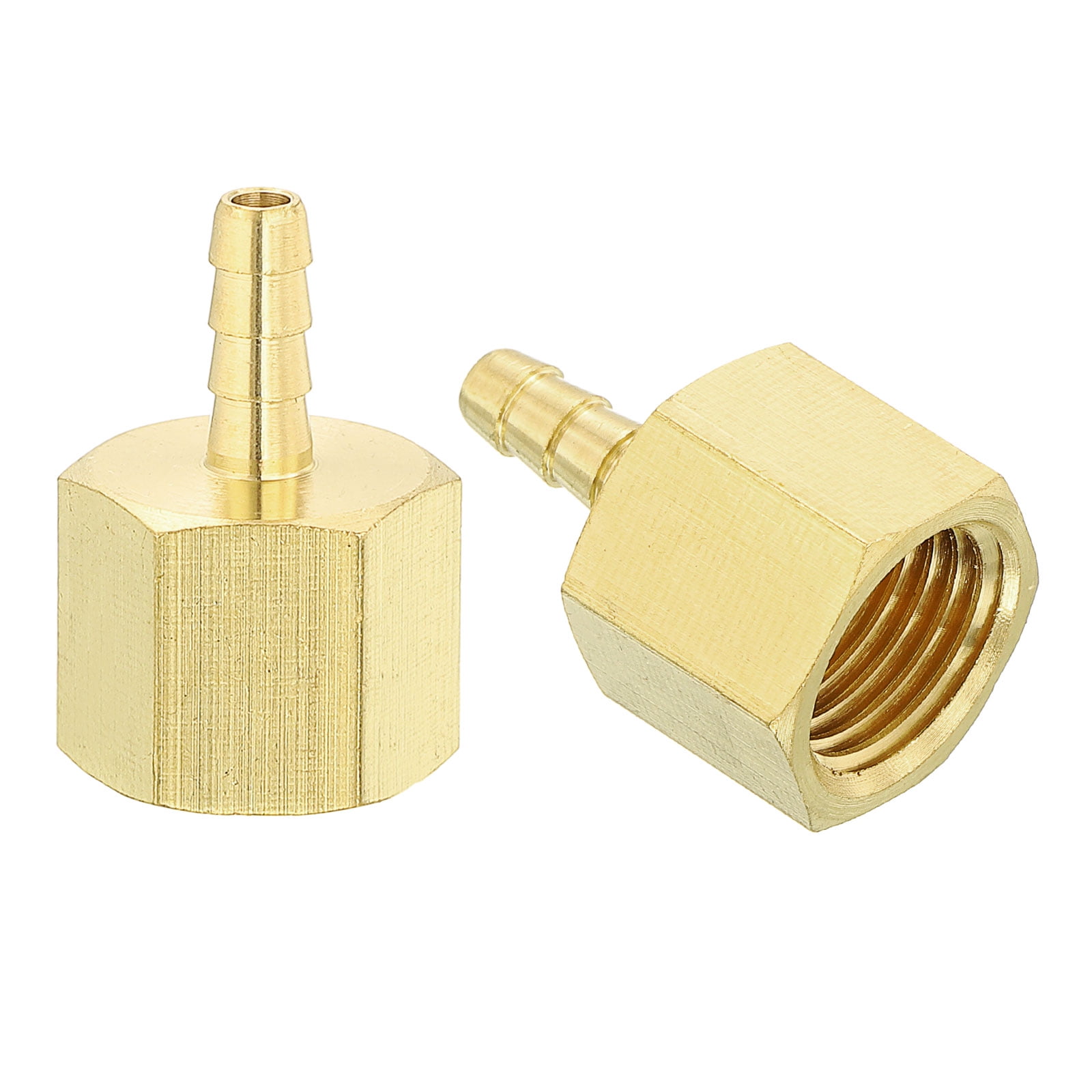 2 Pack Brass Hose Barb Fittings, 1/8" Bard x 1/4" NPT Female Hose ...