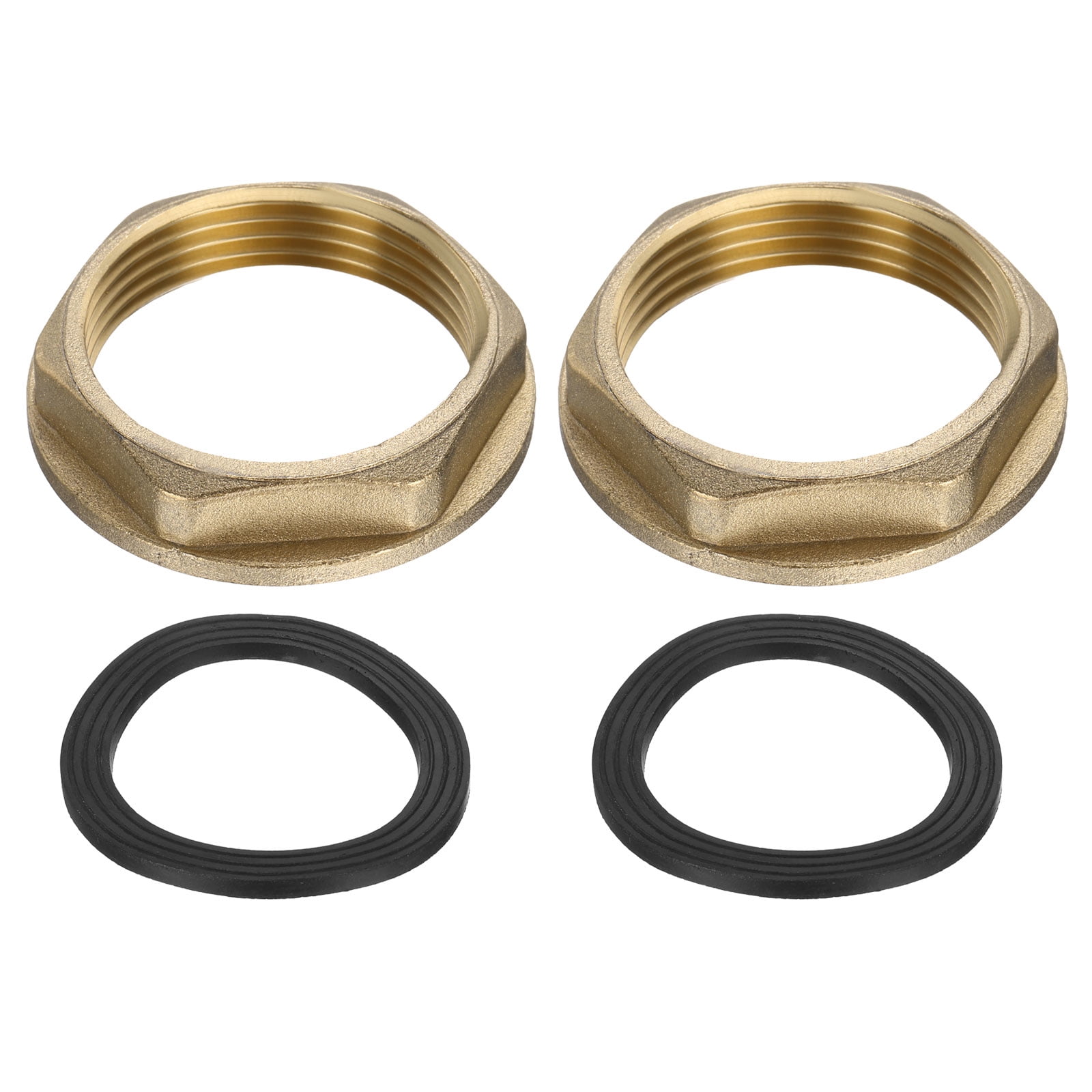 2 Pack Brass Lock Nuts Pipe Fitting, G1-1/4" Female Hex Locknut with ...