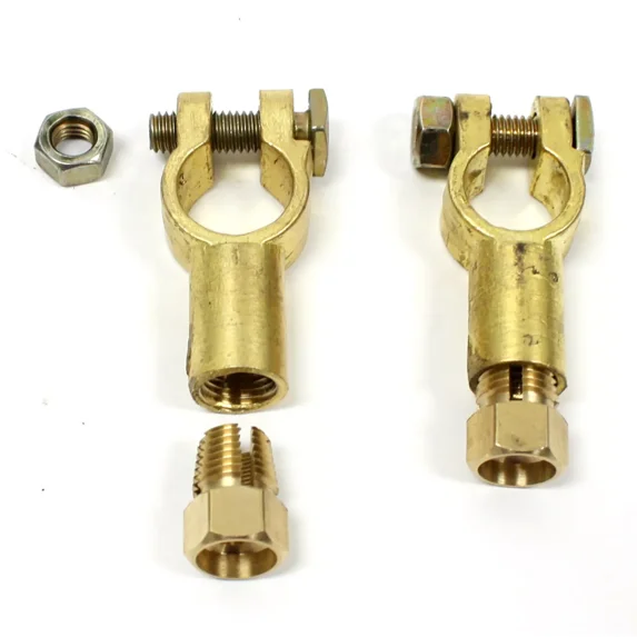 2-Pack Brass Straight Compression Nut Battery Terminal Quick Clamps for ...