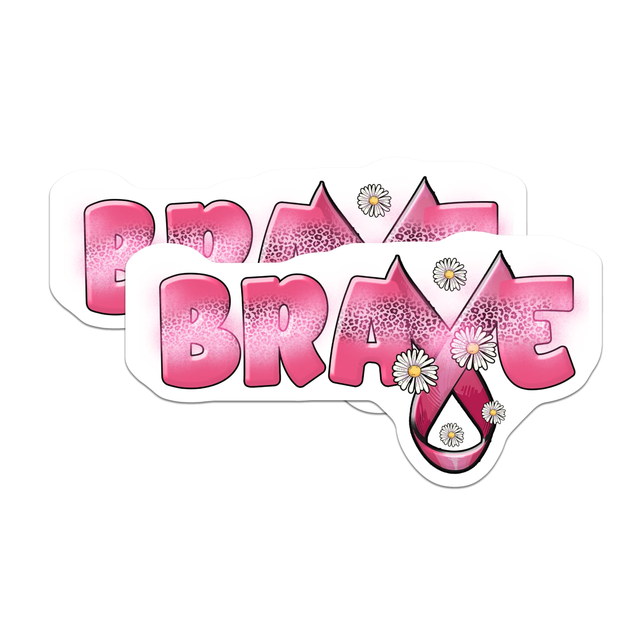(2 Pack) Brave Stickers - Pink Leopard Print - Daisy Stickers- 5" On ...