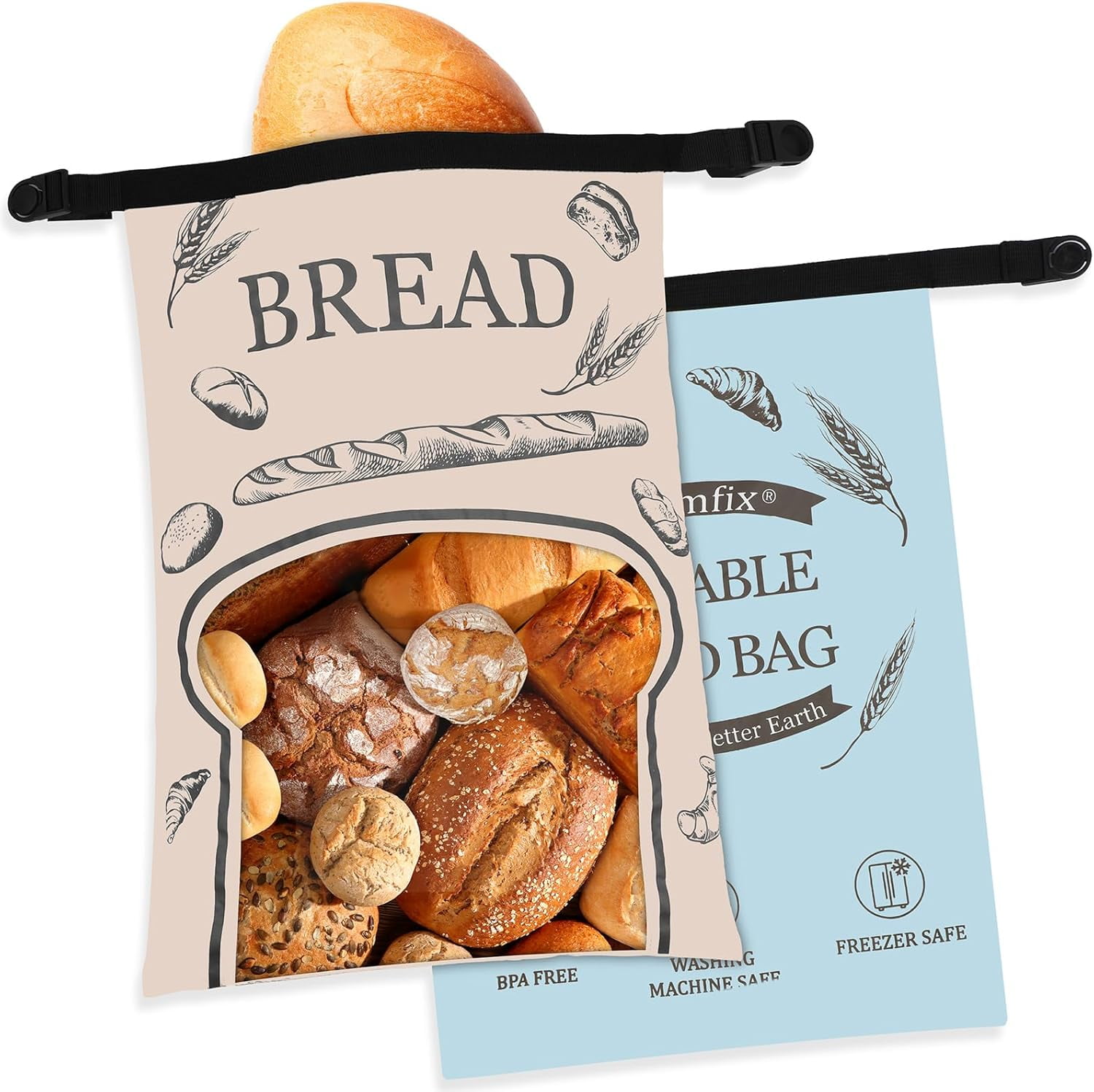 2-Pack Bread Bags for Homemade Breads Sourdough Bread Bags 17x12inch Reusable Breads Bag with ...