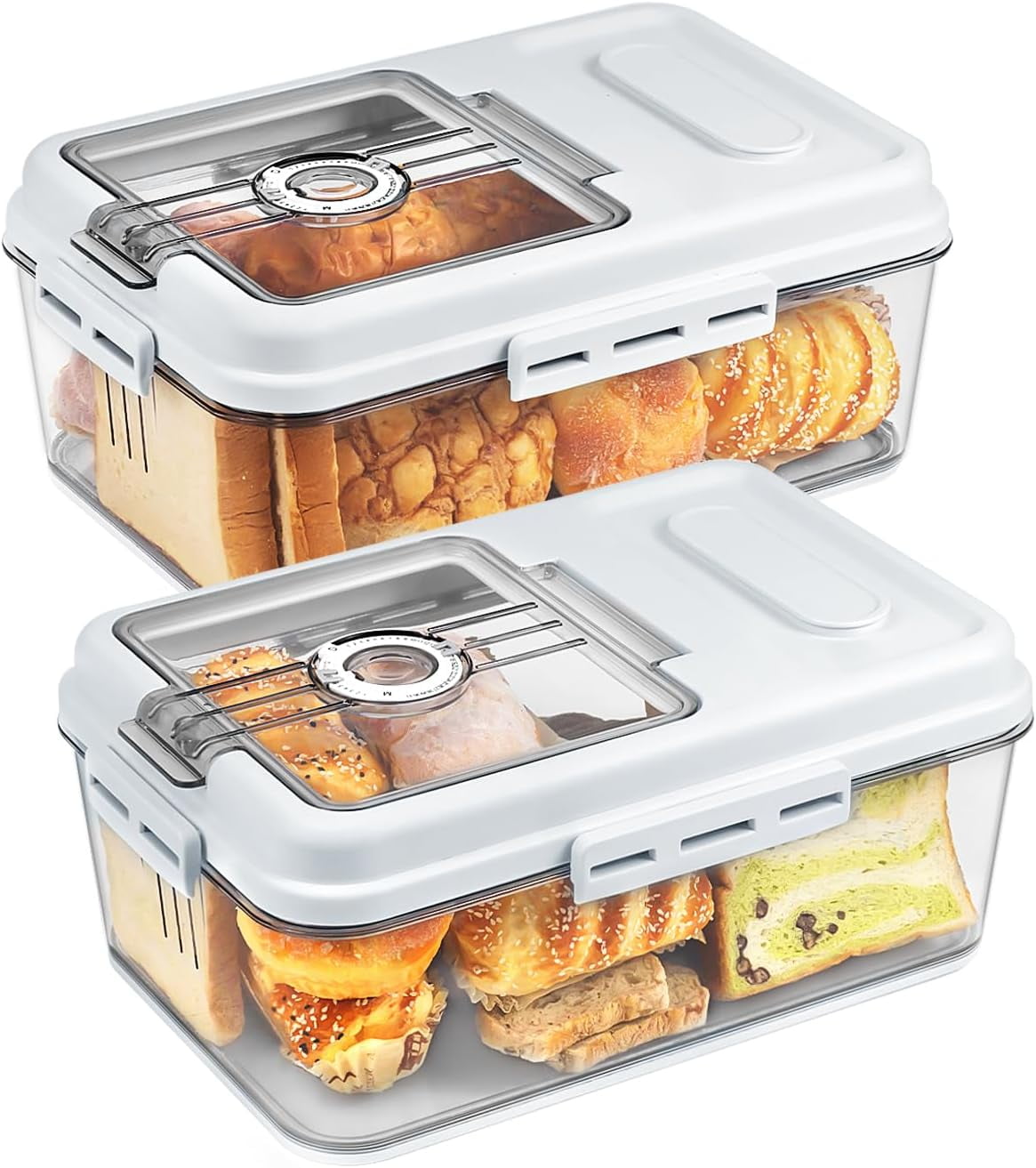2 Pack Bread Box for Kitchen Countertop Airtight Bread Storage ...