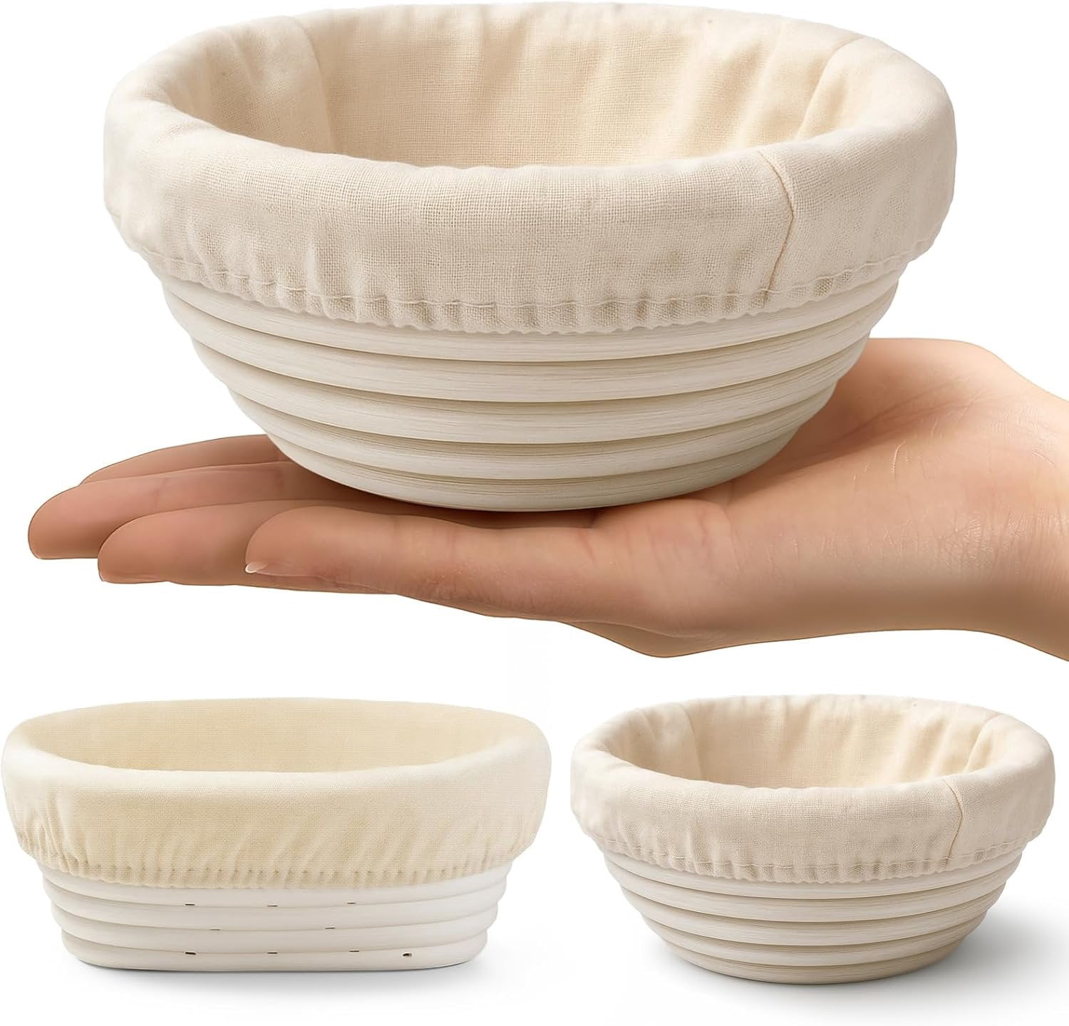 2 Pack Bread Proofing Baskets with Liners Banneton Baskets Dough ...
