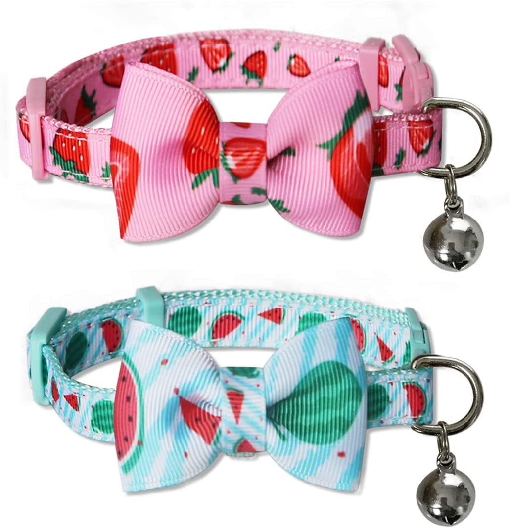 azuza Breakaway Cat Collar with Bell, 2 Pack Safety Buckle Cat Collars ...