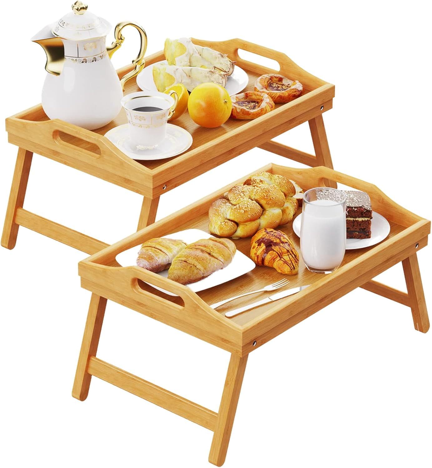 2 Pack Breakfast in Bed Tray for Eating, 16.92 x 12.6 Inch Bed Table ...