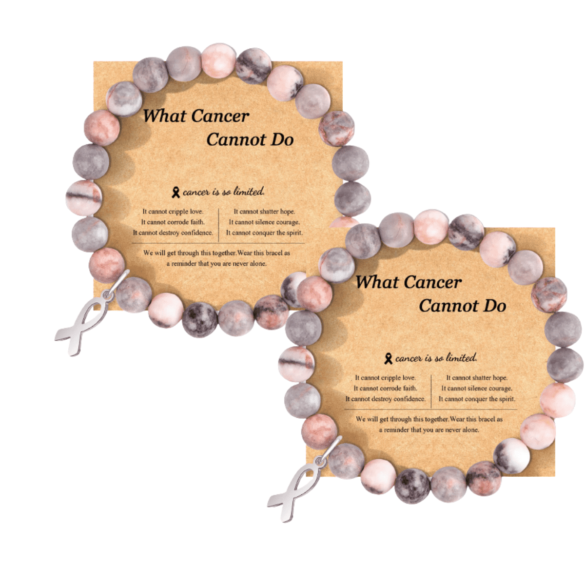 2 Pack Breast Cancer Awareness Bracelets Inspirational Encouragement ...