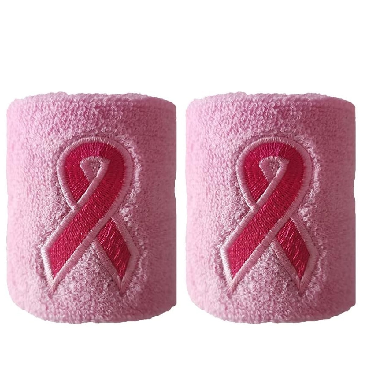 2 Pack Breast Cancer Awareness Wristbands Bulk Pink Ribbon Sweatbands ...