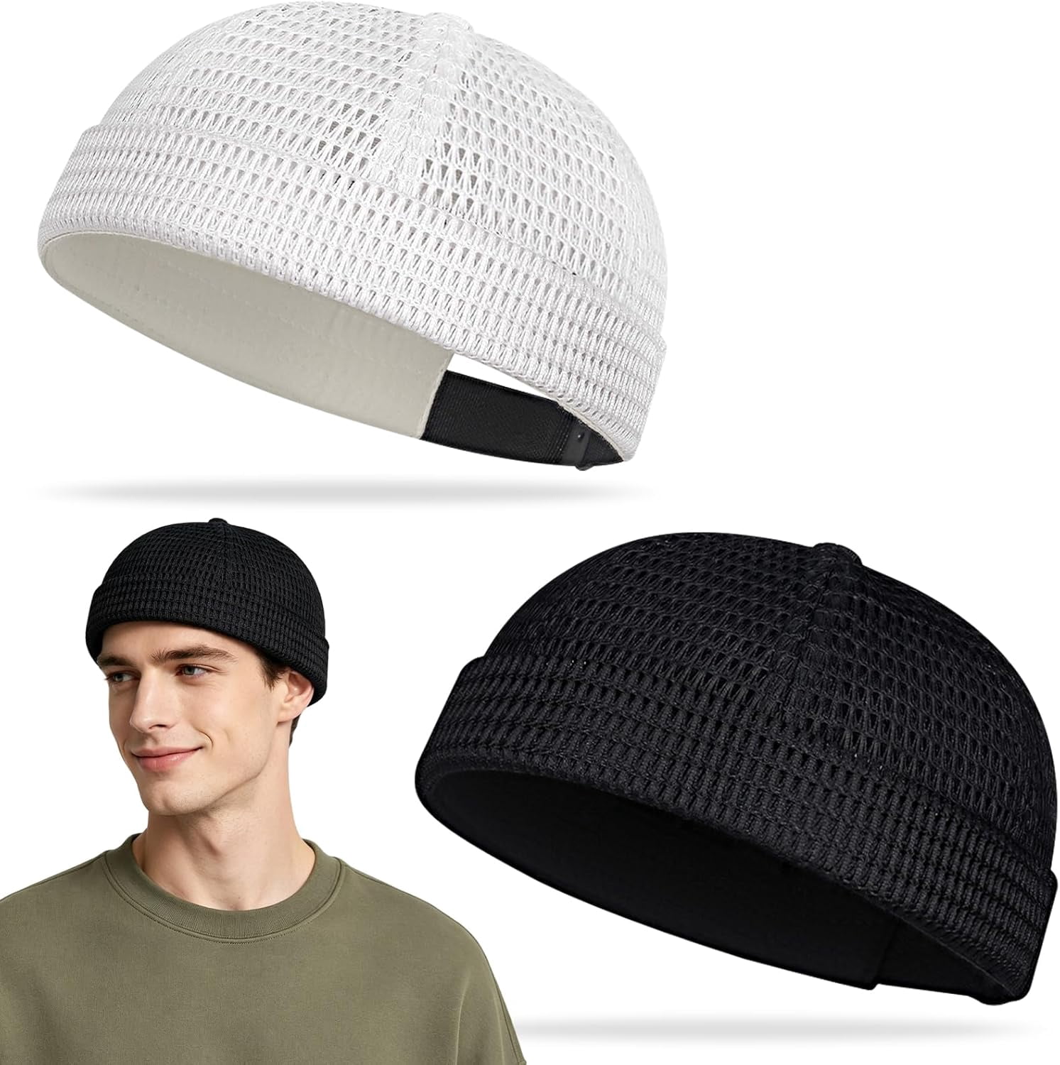 2 Pack Breathable Brimless Hat Summer Style Mesh Tang Ultra Cooling ...