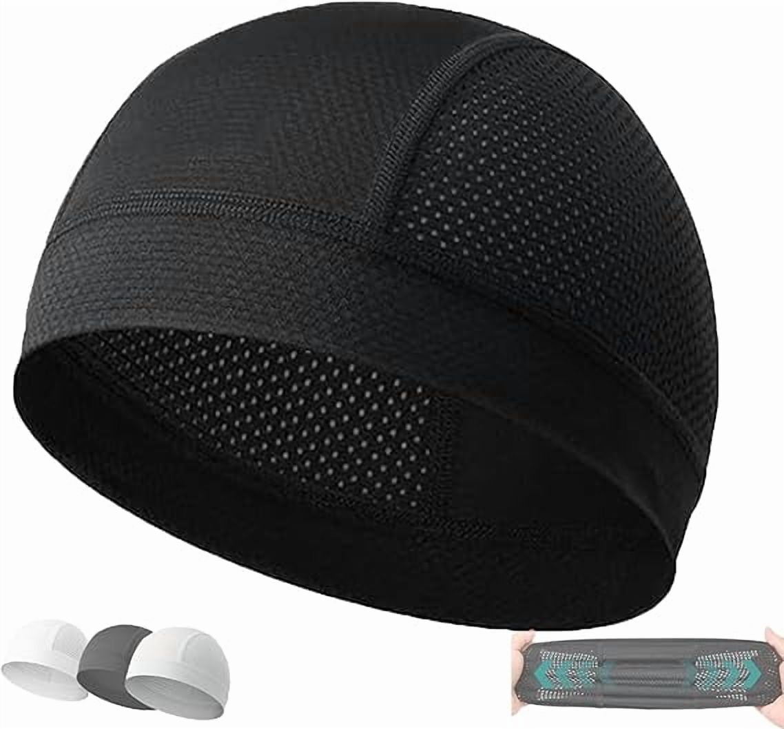 2 Pack Breathable Skull Cap for Men, Lightweight Sweat-Wicking Head ...