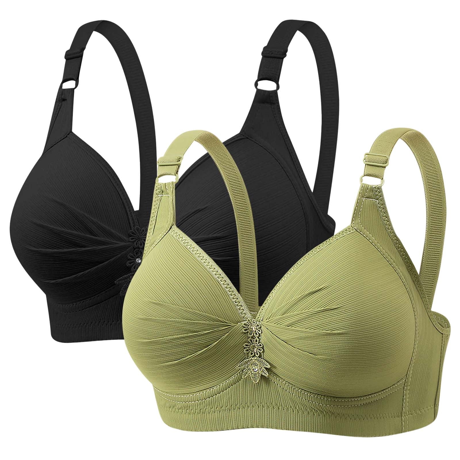 2 Pack Breathable Wirefree Push-Up Bras - Victorian Style Front Button ...