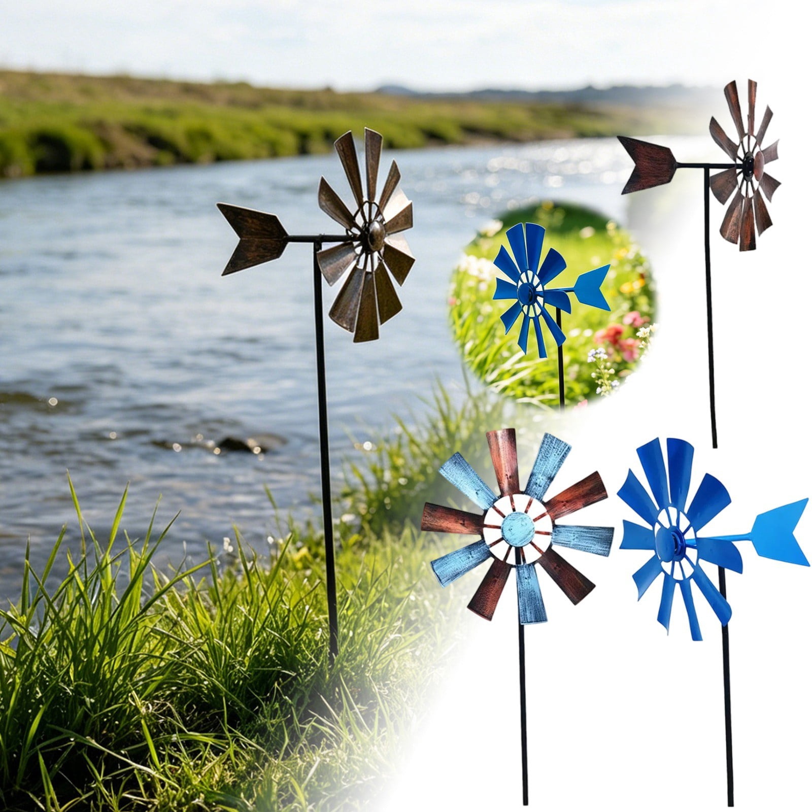 2 Pack Bright Color Garden Windmill Decoration, Wind Driven Rotating ...