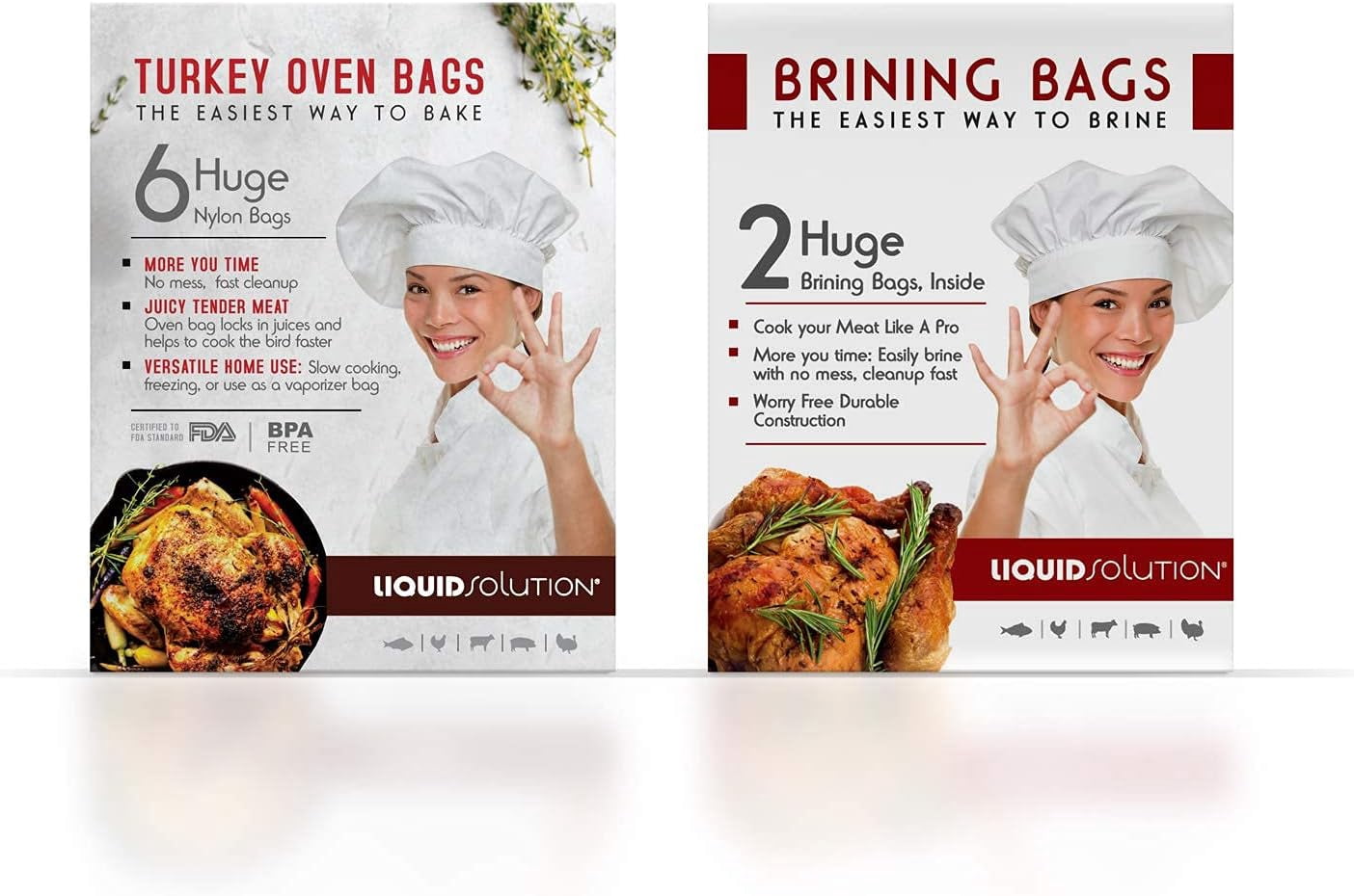 2 Pack Brining Bags, and 6 Pack Oven Bags Perfect for Turkey Chicken ...