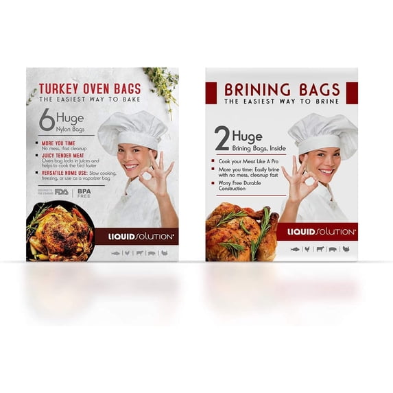 2 Pack Brining Bags, and 6 Pack Oven Bags Perfect for Turkey Chicken ...