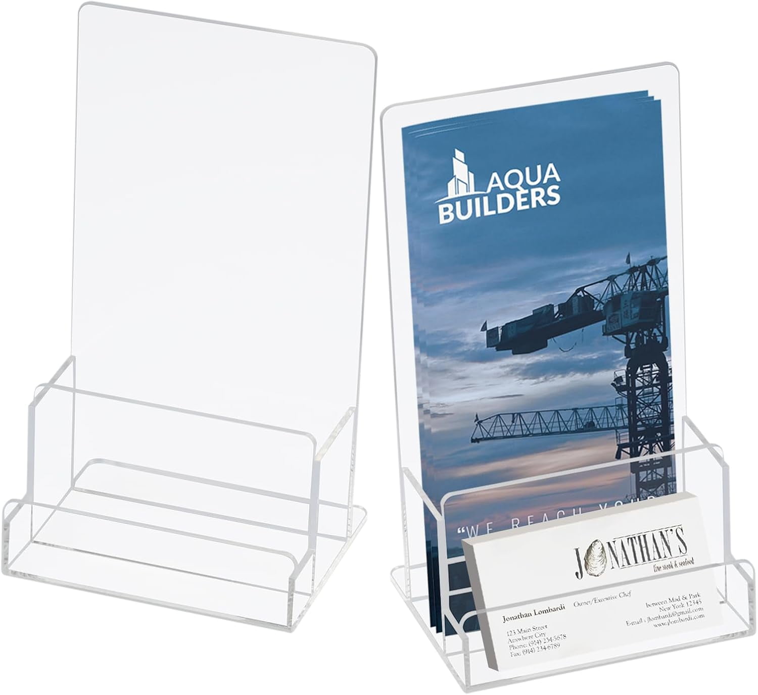 2 Pack Brochure Holder with Business Card Holder for Desk, Acrylic ...
