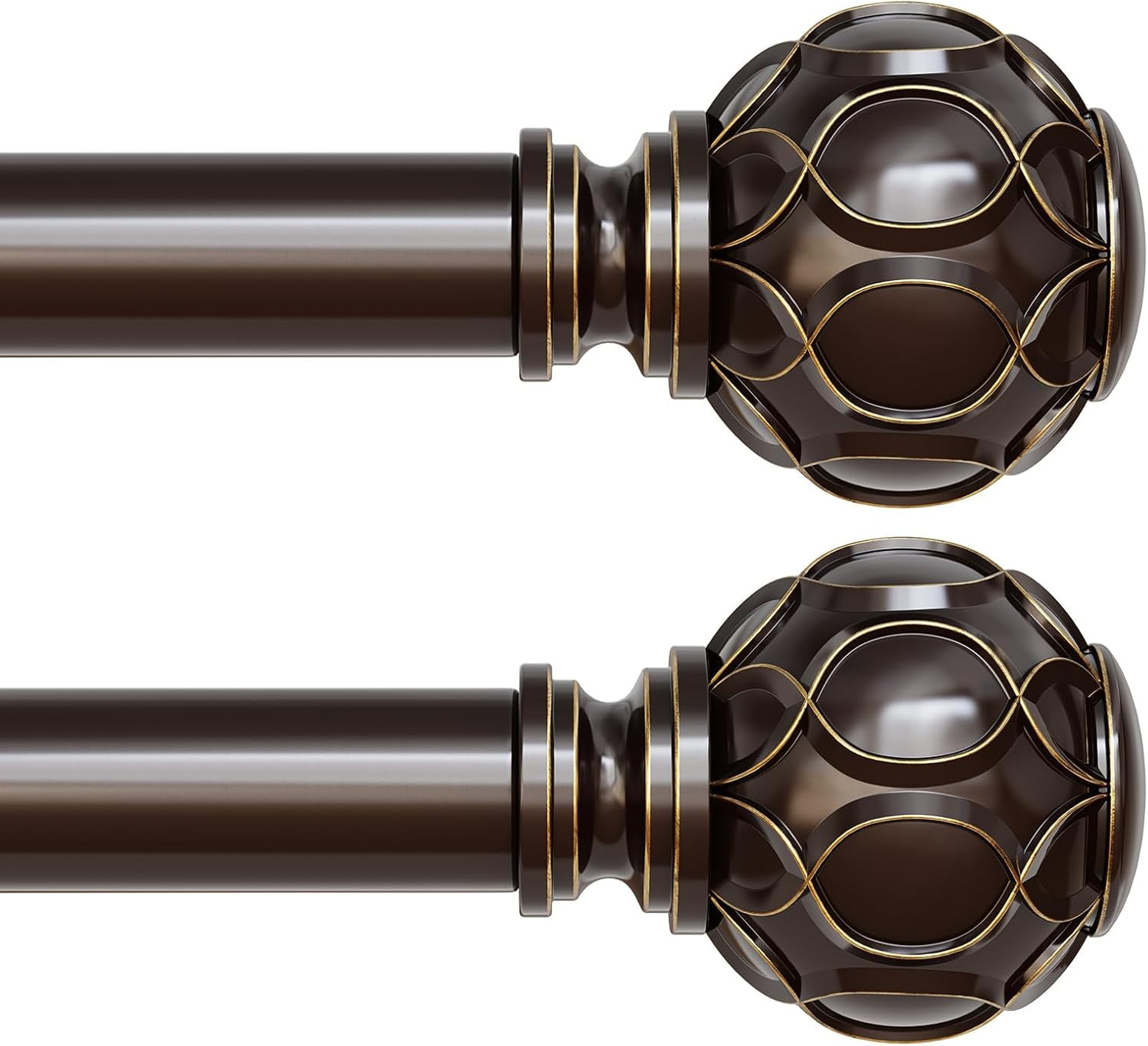 2 Pack Bronze Curtain Rod, Heavy Duty 1 Inch Decorative Curtain Rods ...