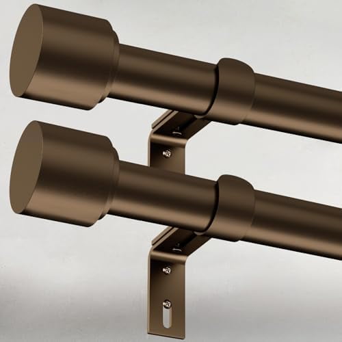 2 Pack Bronze Curtain Rods for Windows 28 to 48 Inch, 1 Inch Adjustable ...