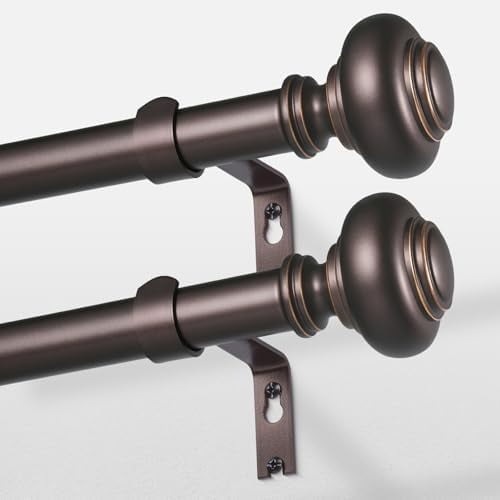 2 Pack Bronze Curtain Rods for Windows 30 to 56 Inch, Decorative Heavy ...