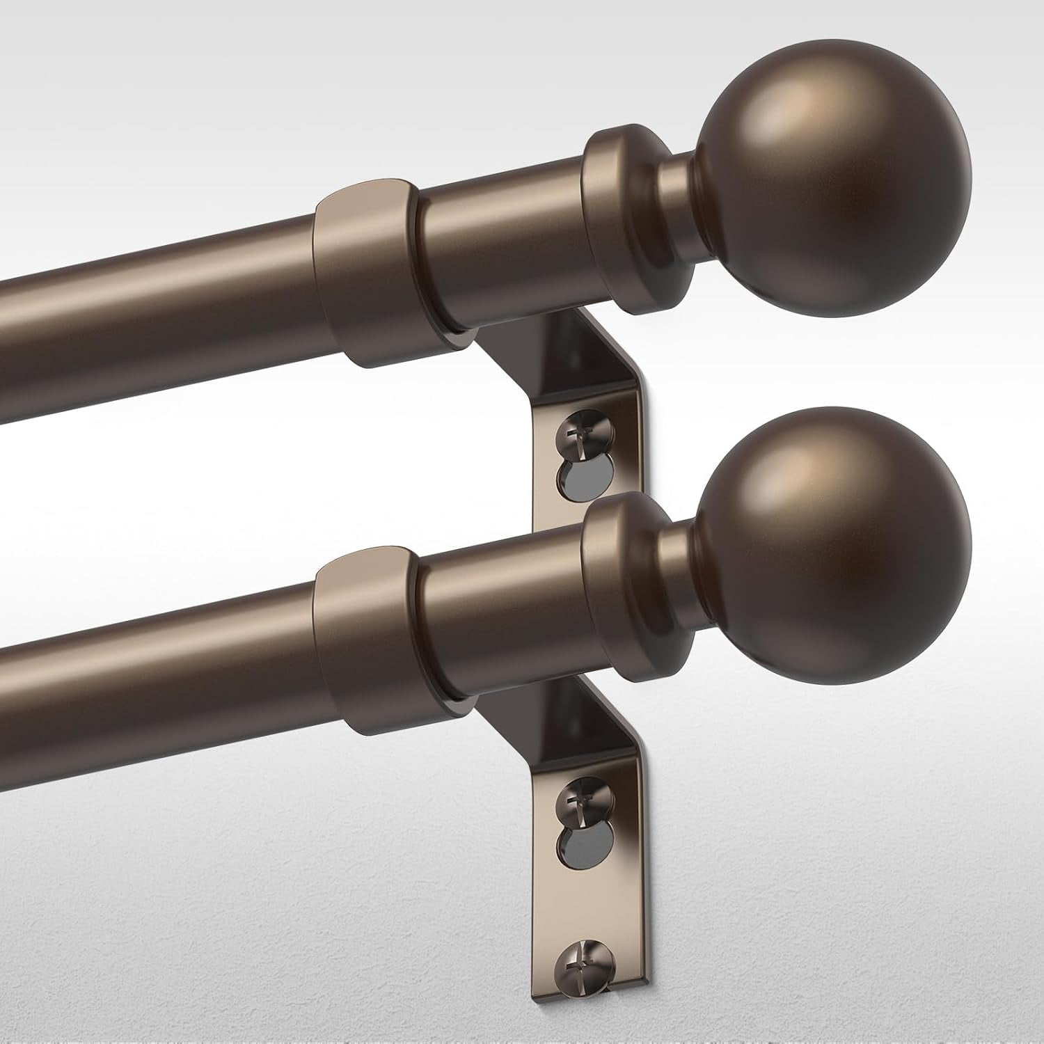 2 Pack Bronze Curtain Rods for Windows 48 to 84 Inch, Adjustable Heavy ...