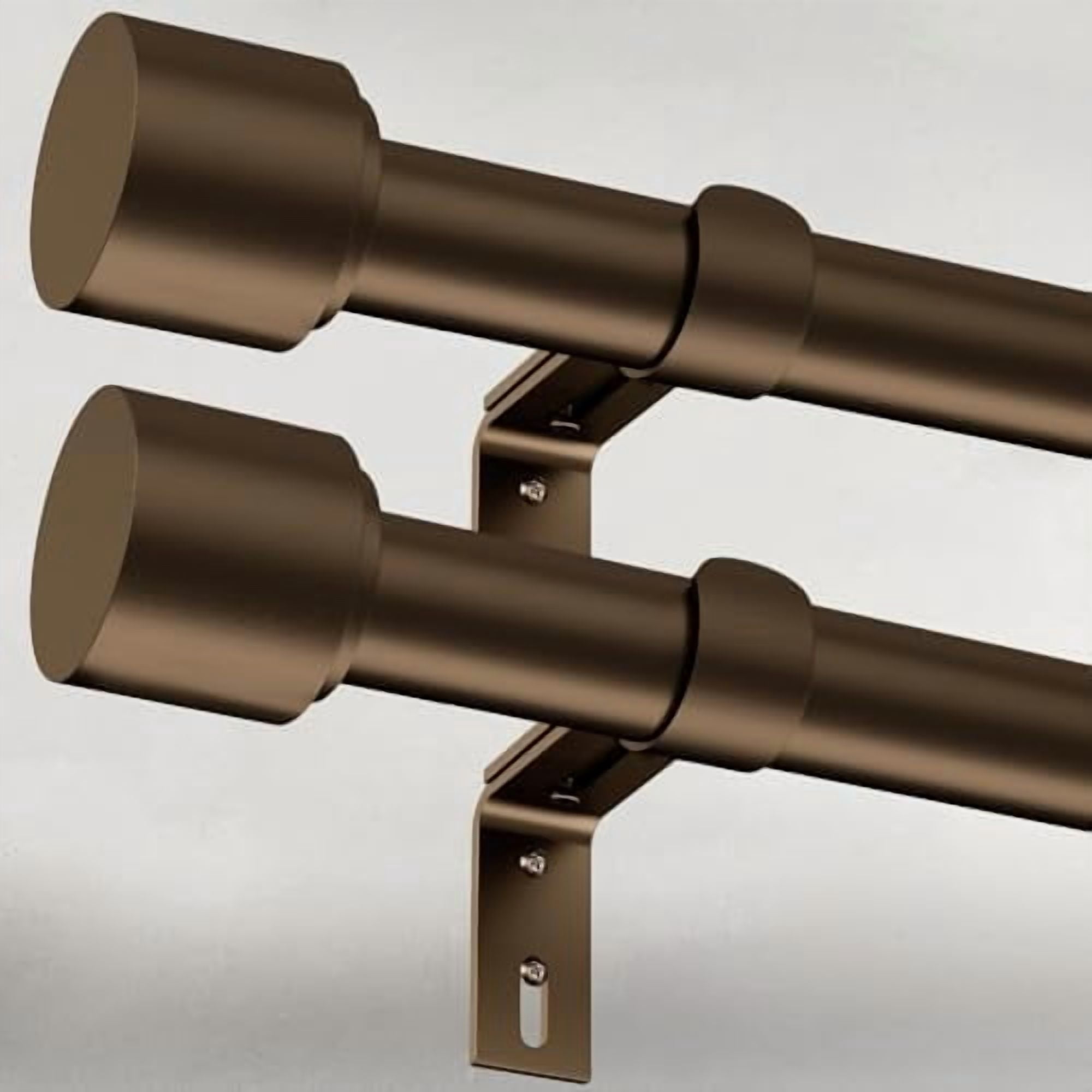 2 Pack Bronze Curtain Rods for Windows 66 to 120 Inch, 1 Inch Long ...