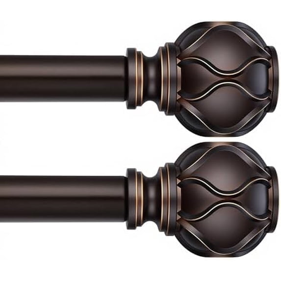 2 Pack Bronze Heavy Duty Curtain Rods for Windows 66 to 120 inch, 1 ...