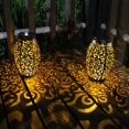 2 Pack Bronze Solar-Powered Outdoor Lanterns with 15-Lumen LED Light ...