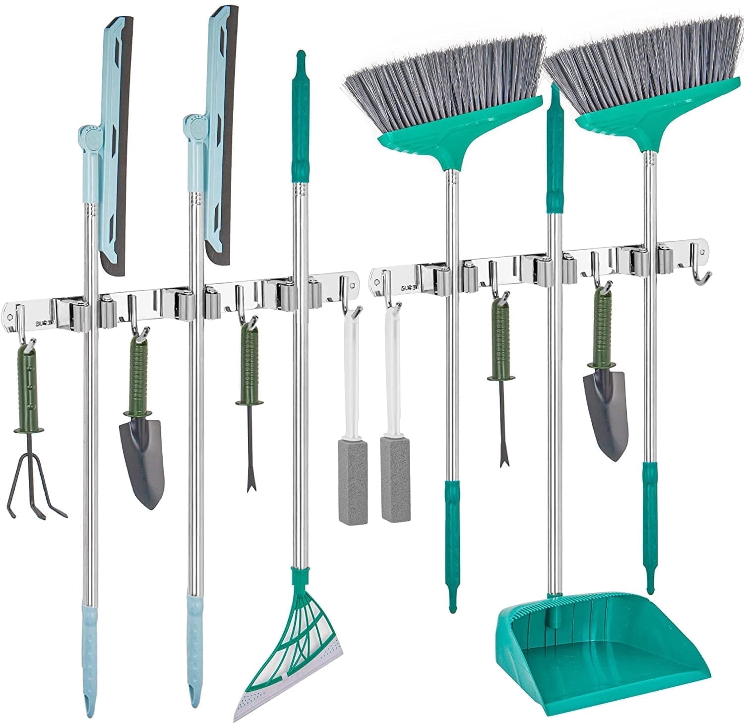 Kusmil 2-Pack Wall Mounted Broom Holder, Heavy Duty Metal Organizer ...