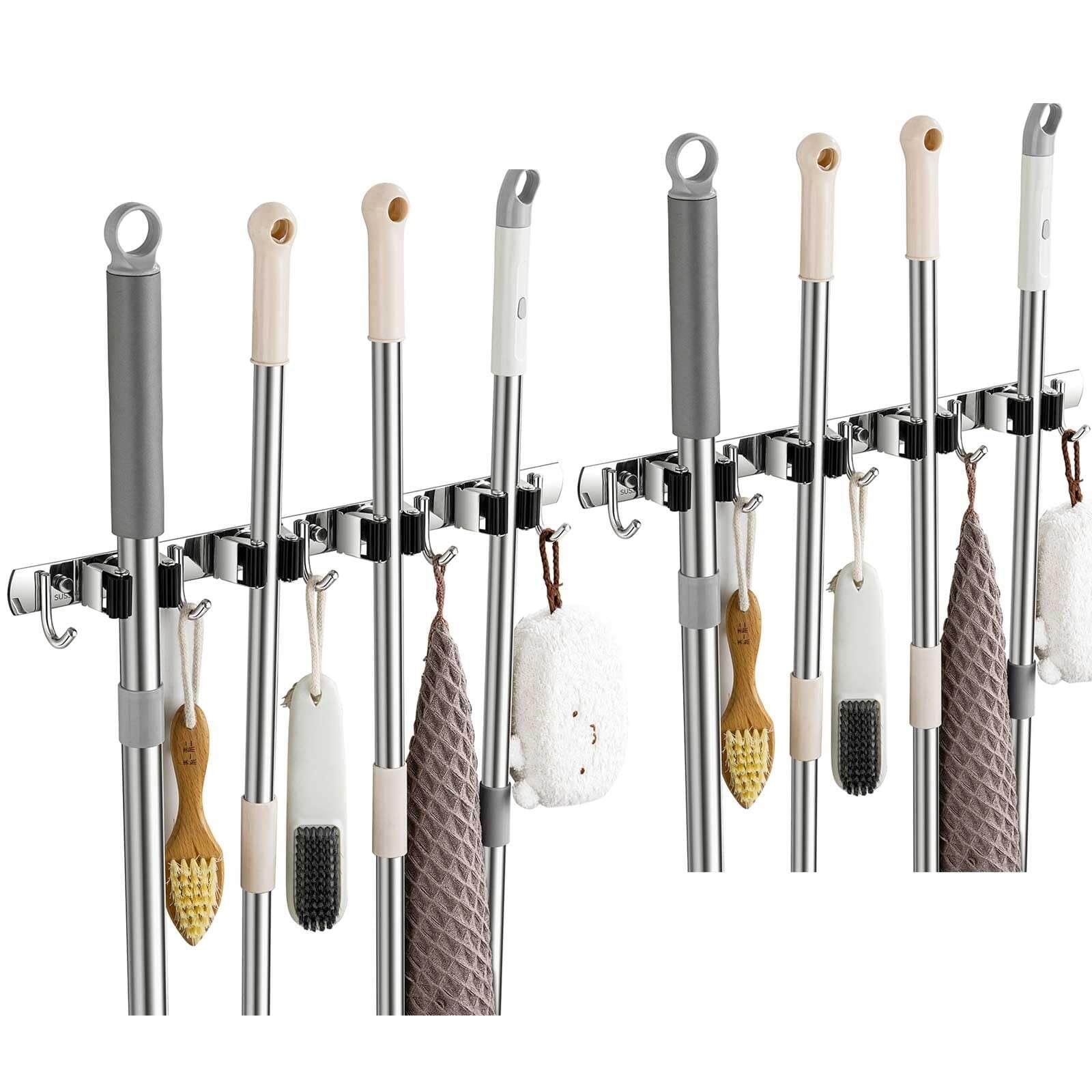 A 2 Pack Broom Holder Wall Mount, Stainless Steel Broom Hanger Wall ...