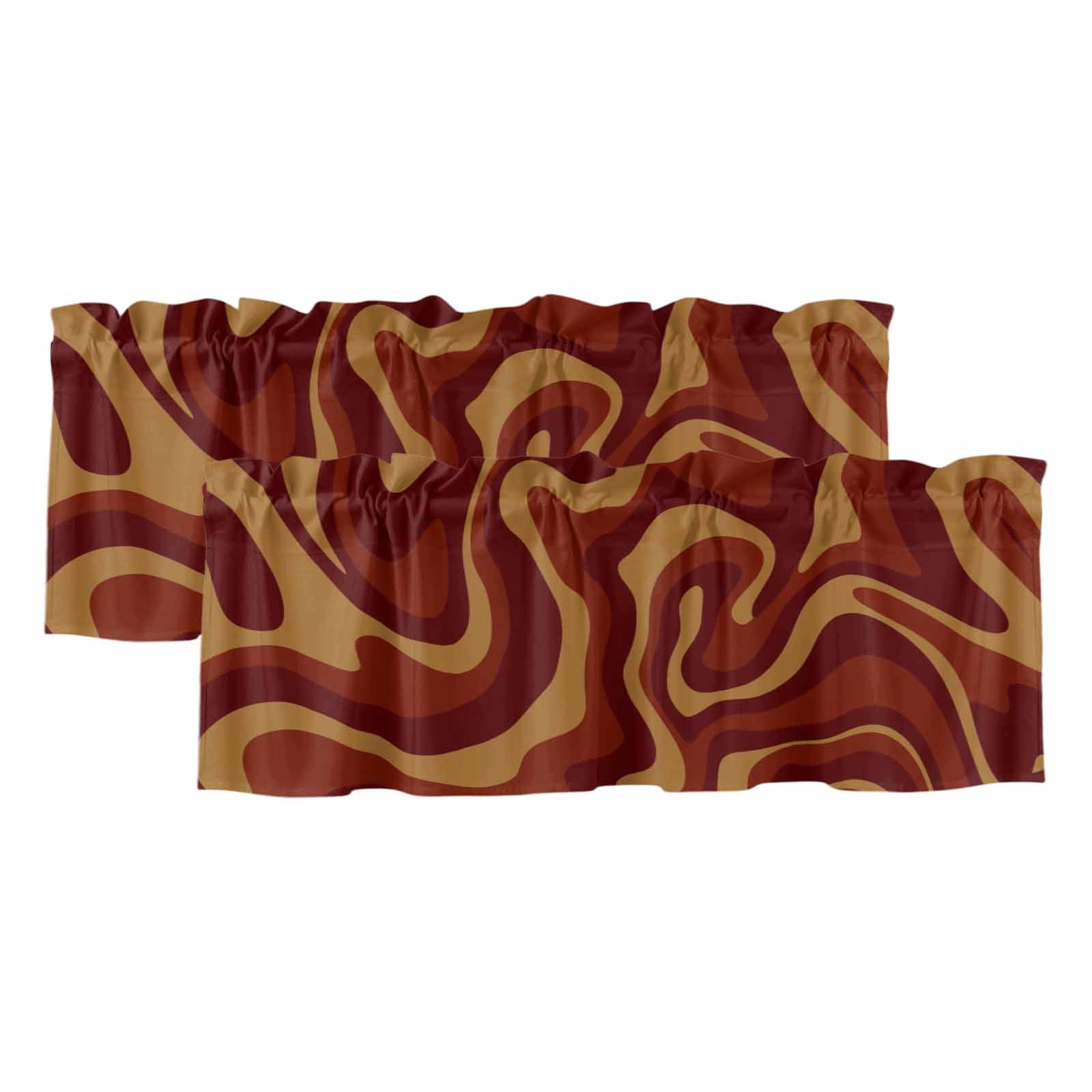 2 Pack Brown Abstract Line Valances for Windows Bedroom Living Room ...