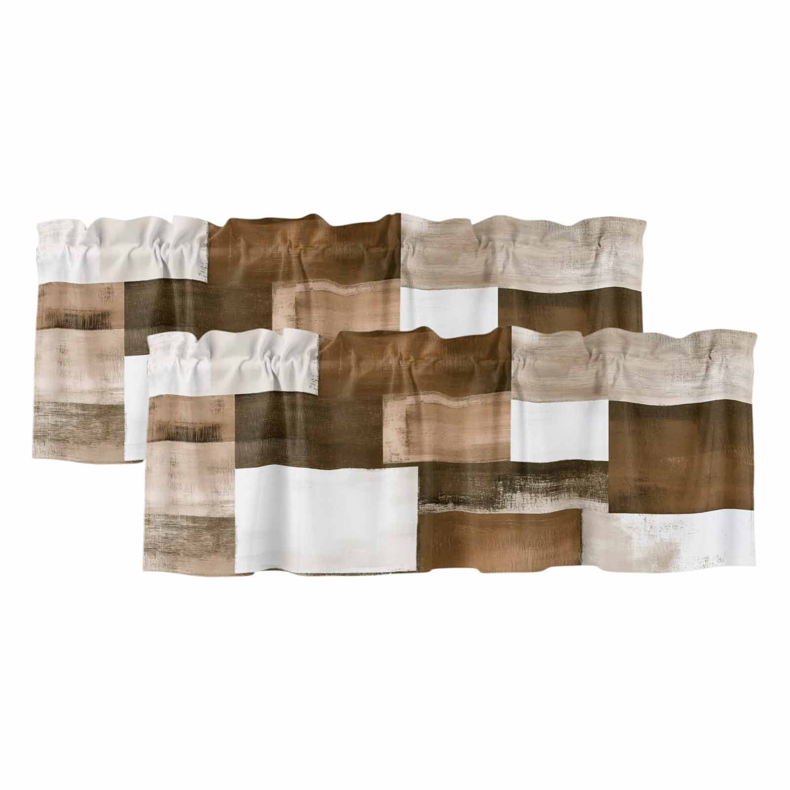 2 Pack Brown Abstract Valance for Window Modern Rustic Geometric Color ...