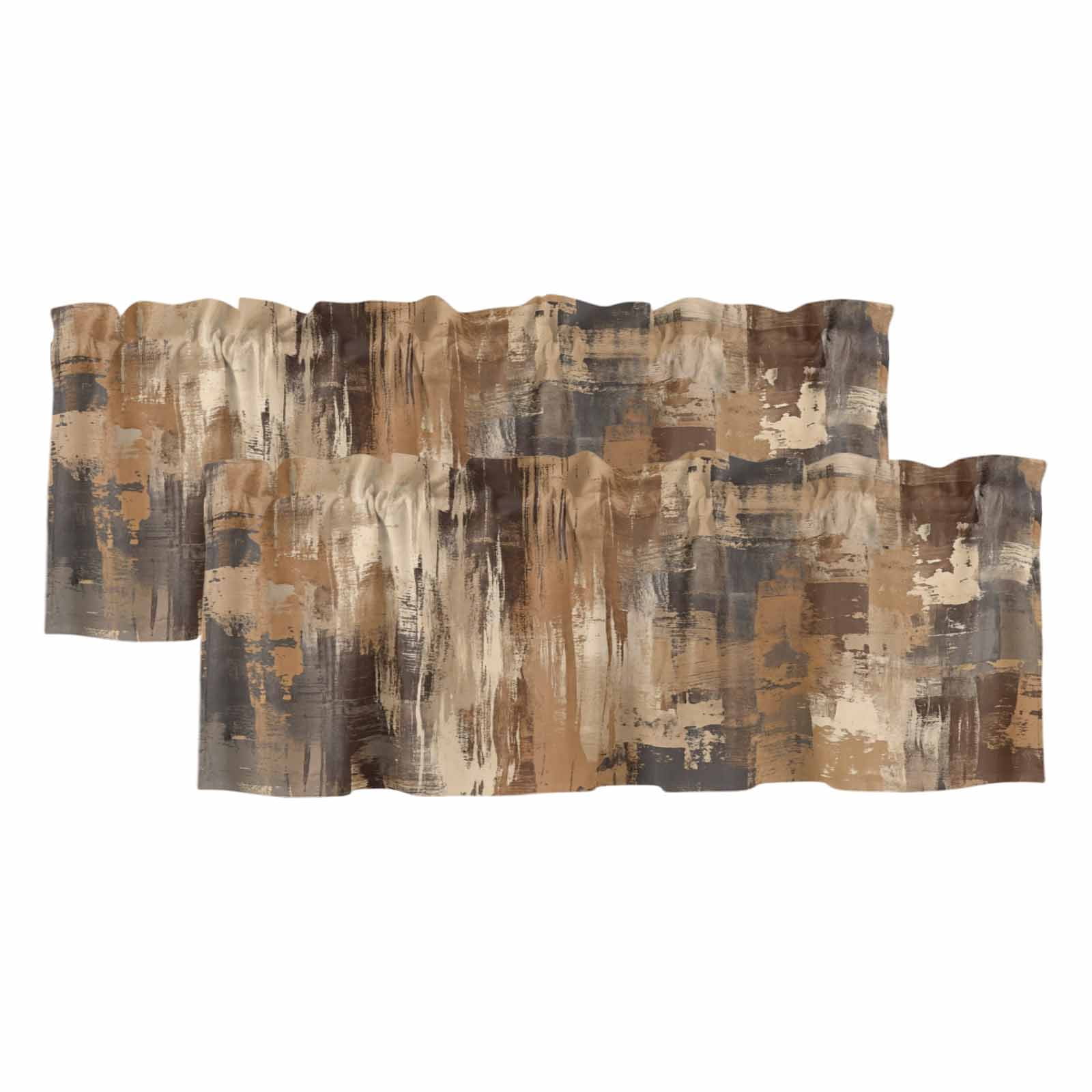 2 Pack Brown Abstract Valances for Windows Bedroom Living Room Window ...