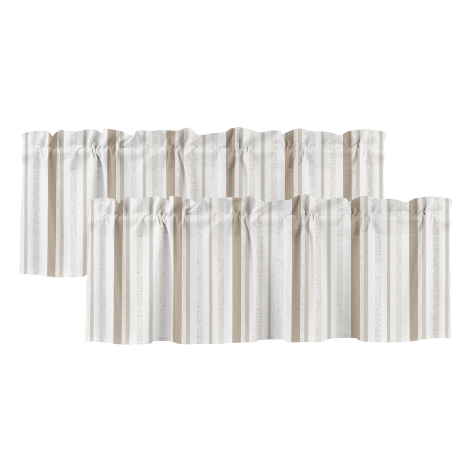 2 Pack Brown Beige Stripe Valance for Window Modern Minimalist ...