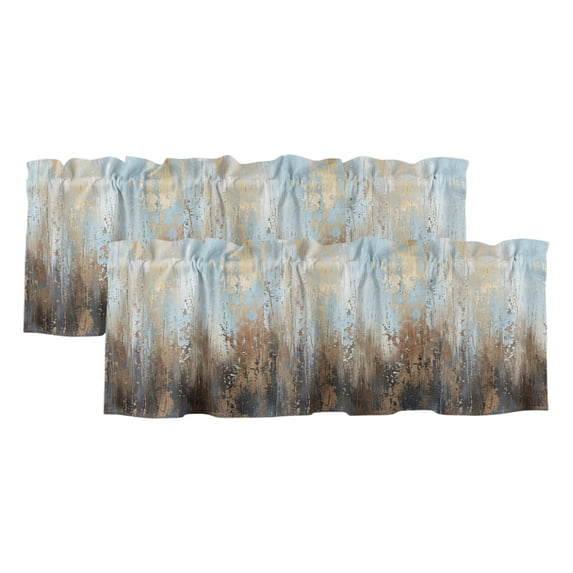 2 Pack Brown Blue Gradient Valance for Window Modern Abstract ...