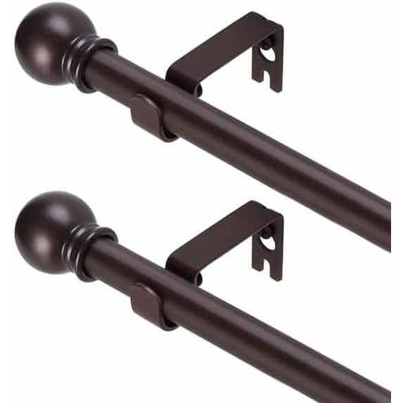 2 Pack Brown Curtain Rods for windows 66 to 120 inch, 5/8 inch Splicing ...