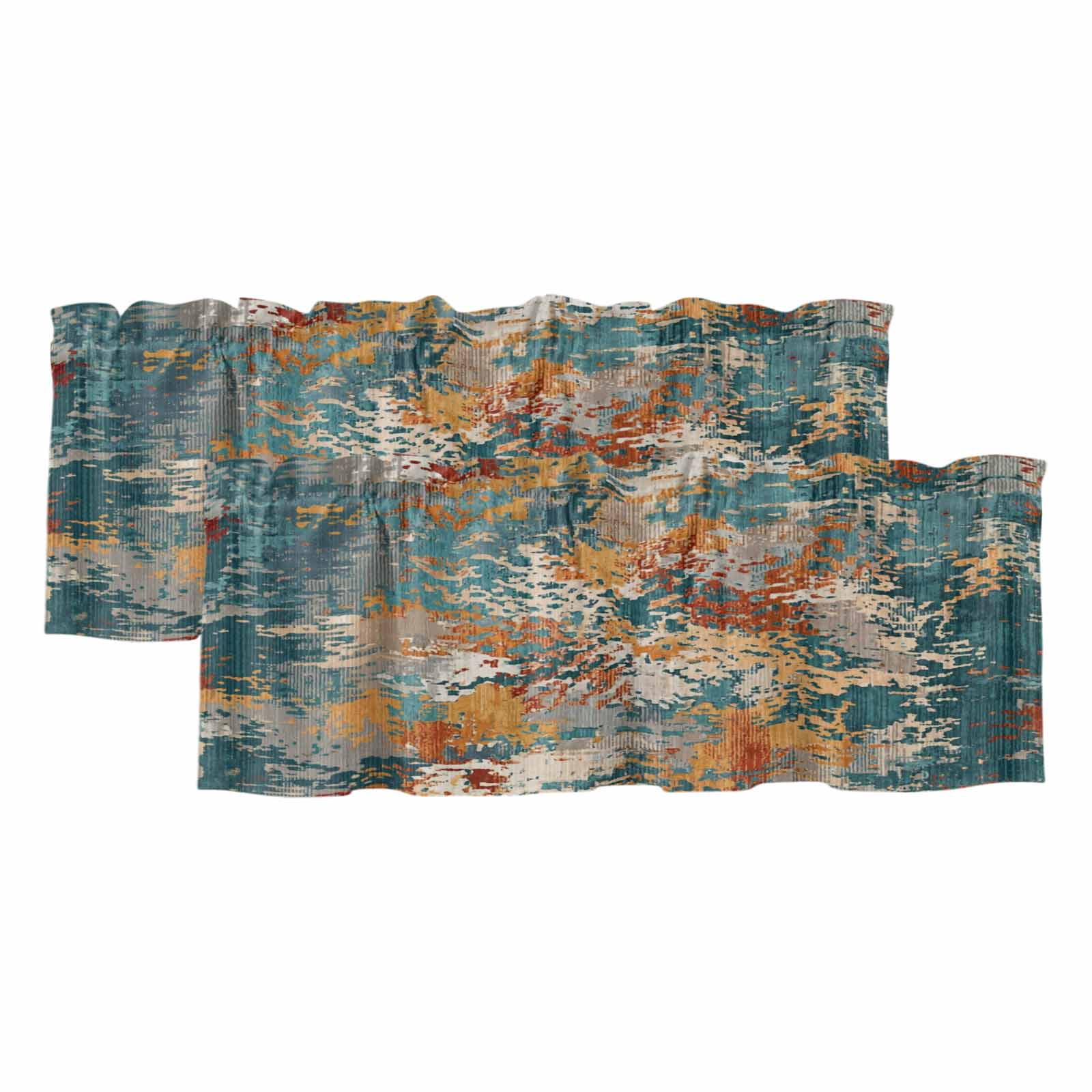 2 Pack Brown Green Copper Rust Valance for Window Abstract Vintage ...