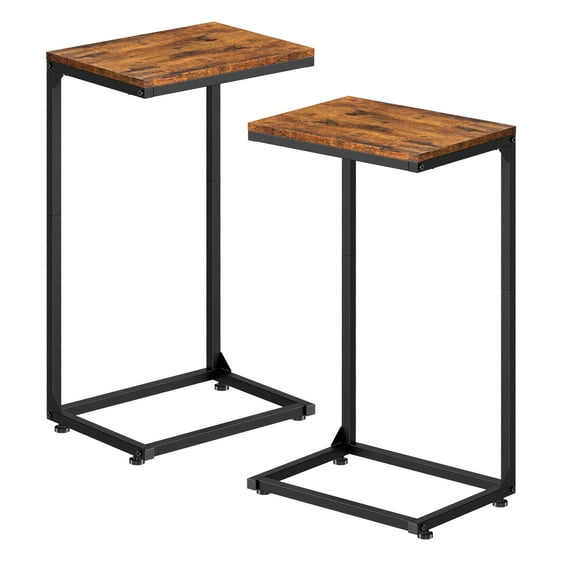 2-Pack Brown Horizontal C-Shaped Side Tables Space-Saving Sofa Table ...