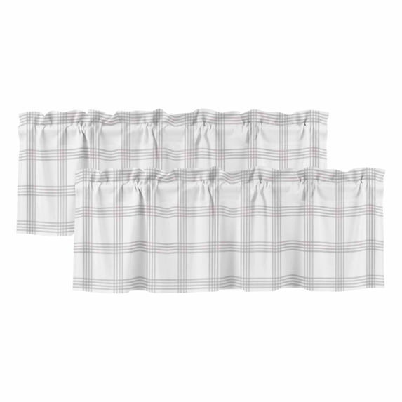 2 Pack Brown Line Plaid Valance for Window Vintage Boho Checkered ...