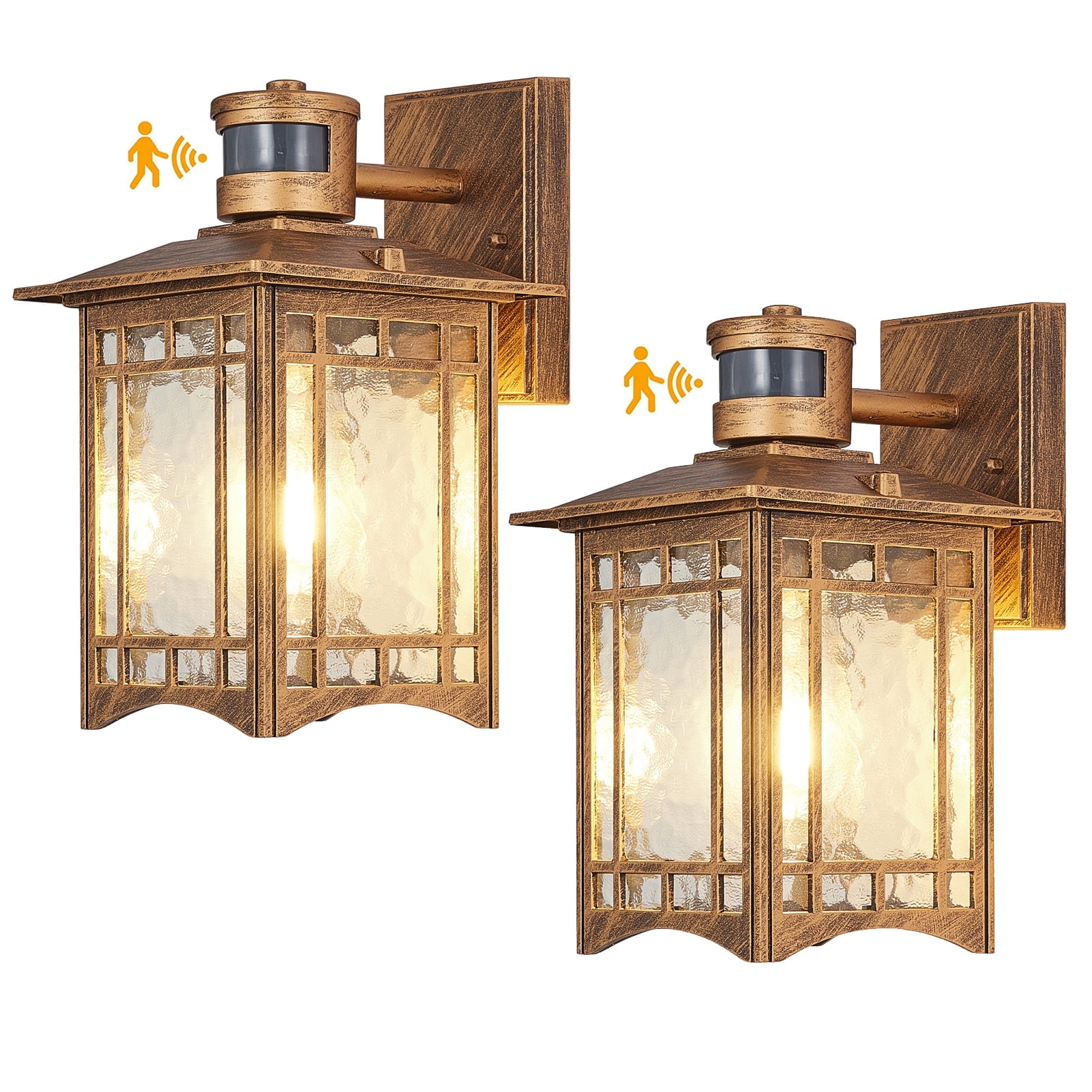2 Pack Brown Motion Sensor Outdoor Lights Wall Mount - Dusk to Dawn ...